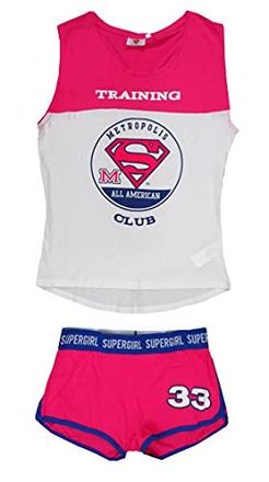 Superman DC Comics Superman Pyjama court pour femme en coton Short et d&eacute;bardeur 4058 - Rose - Medium