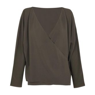 Cortana Cross-over Seidenbluse - - Blouses & Shirts - Damen - Grau - M