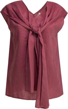 Max Mara Femme, Blouses et Chemises, Rose, Taille: 34 FR Top &agrave; col nou&eacute; drap&eacute;