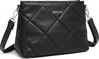 Miss Lulu Petit Sac à Main Bandoulière Fille en Cuir Synthétique - Texture Tressée en V avec Pompon - Imperméable Sac Porté Épaule, Cadeau pour Noël et Fêtes