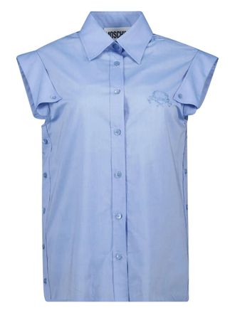 Moschino chemise à logo brodé - Bleu