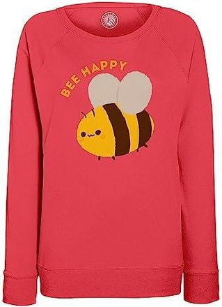 Fabulous Sweatshirt Femme Rouge Abeille Bee Happy Illustration Humour Mignon