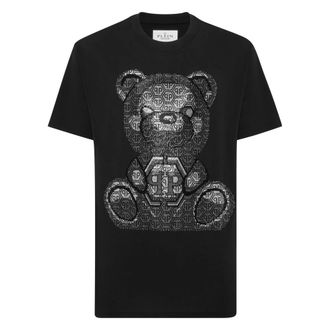 Philipp Plein Homme, Tops, Noir, Taille: L T-Shirt Col Rond Ss Teddy
