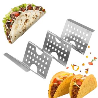 Generico Taco-Regalablage: langlebige Serviceplatte f&uuml;r Taco-Halter, aus Edelstahl, mehrere Schlitze aus Edelstahl, gro&szlig;er Tortilla-Heizbeh&auml;lter f&uuml;r Partys, Ho