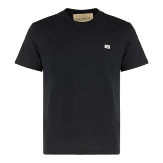 Valentino Garavani Cotton T-Shirt With Vlogo Patch - - Tops - Herren - Schwarzk - L