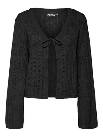 Pieces Pieces Pcnuka Ls Knit Cardigan Noos BC, Noir, S Femme