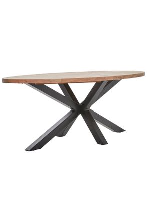 Livetastic Esstisch, Schwarz, Akazie, Holz, Metall, Akazie, vollmassiv, Holz, oval, Sternfuß, 90x76x160 cm, Esszimmer, Tische, Esstische