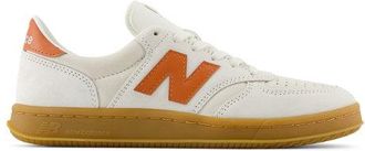 New Balance Unisexe T500 en Blanc/Orange/Gris/Beige, Cuir, Taille 37.5 Large