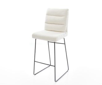 DELIFE Barstuhl Pela-Flex Boucl&eacute; Soft Beige Kufengestell Metall Schwarz, Barst&uuml;hle