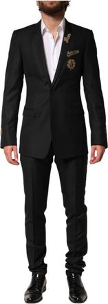Dolce & Gabbana Homme, Costumes, Noir, Taille: XS Ensemble 2 pi&egrave;ces Crois&eacute; Orn&eacute;