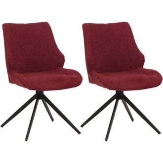 Hhg Neuwertig] 2er-Set Esszimmerstuhl HHG 026, K&uuml;chenstuhl, drehbar Auto-Return, Stoff/Textil Chenille (320g/m&sup2;) &Ouml;ko-Tex bordeaux