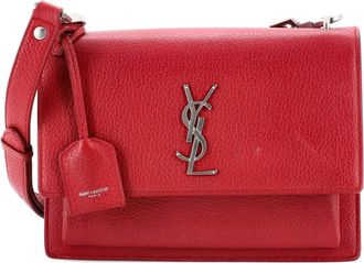 Saint Laurent Sunset Satchel Leather Medium crossbody bag - Rot