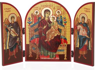 NKlaus Gottesmutter All Königen Triptychon Holz Ikone 25x16cm christlich 11310