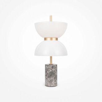 Maytoni Maytoni Kyoto Lampe de table LED int&eacute;gr&eacute;e moderne dor&eacute;e et grise 3000 K 500 lm abat-jour blanc