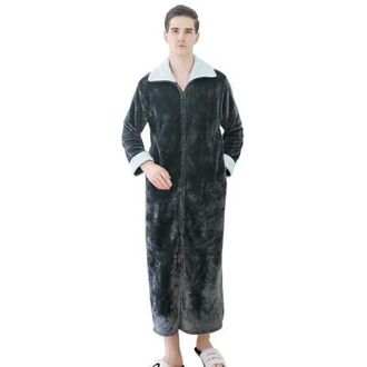 Generic QXDZSW Robe de chambre pour femme ultra longue grande taille &eacute;paisse et chaude pour les amoureux de lhiver thermique Peignoir de bain pour homme encei