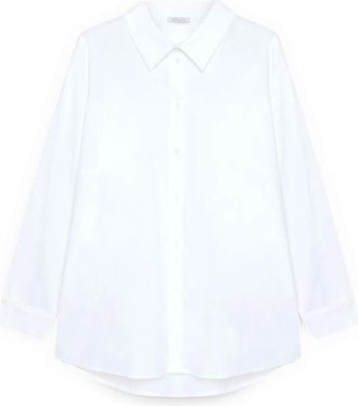 Fiorella Rubino Femme, Blouses et Chemises, Blanc, Taille: 50 FR Classic Poplin Cotton Shirt
