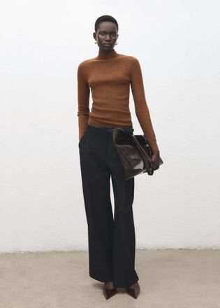 Mango Pull cintr&eacute; &agrave; col chemin&eacute;e caramel - Femme - 1XL - MANGO