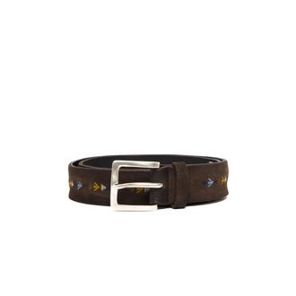 Orciani Cintura in pelle scamosciata con ricami - - Accessories - Herren - Braun - 100 CM