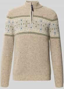 Ragman Norwegerpullover aus Woll-Mix mit Troyer-Kragen