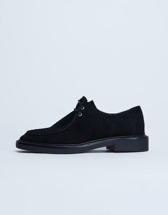 Topshop Banks - Chaussures en daim véritable à lacets - Noir
