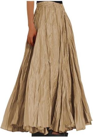 Generic Jupe longue pour femme - Taille haute - Pliée - Style décontracté - 2026, kaki, XL