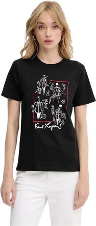 Karl Lagerfeld Femme, Tops, Noir, Taille: 38 FR T-shirt S&eacute;rie