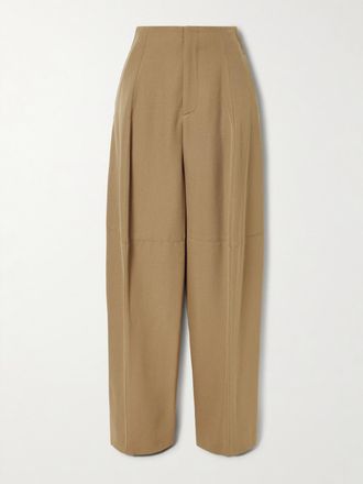 Victoria Beckham Hose Mit Weitem Bein Aus Woll-drillich - Braun