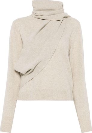 Maison Margiela Pullover mit appliziertem Schal - Nude