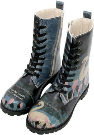 Dogo Femme Cuir Vegan Bleu Foncé Bottes Longues - With Elegance Motif