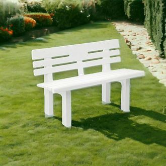 Dmora Au&szlig;enbank Marinella, Monoblock-Gartenbank, Au&szlig;enbank, 100 % Made in Italy, 110 x 52 x 71 cm, Wei&szlig;, mit verst&auml;rkter Verpackung - Dmora