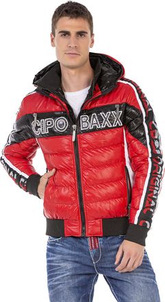 Cipo & Baxx Herren Steppjacke Jacke Winterjacke Kapuze Rei&szlig;verschluss CJ268 Rot XXL