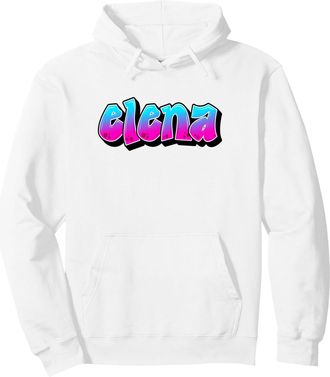 BDAZ Elena Graffiti Personalisierter Name Blau Rosa Frauen M&auml;dchen Pullover Hoodie
