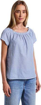 Street One Damen A345797 Gestreifte Leinenmix-Bluse, Original Blue, 40