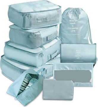 Generic 9 Teile/Satz Reise Veranstalter Lagerung Taschen Koffer Verpackung Set F&auml;llen Tragbare Gep&auml;ck Kleidung Schuh Ordentlich Beutel(Blue 9-Piece Set)