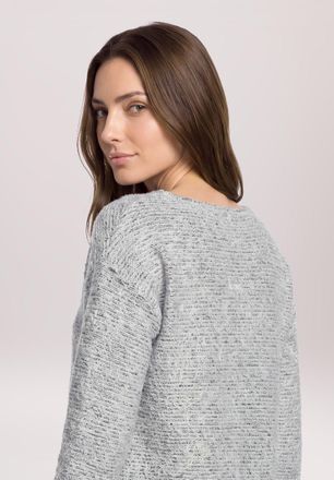 Betty Barclay Sweatshirt BETTY BARCLAY Damen mit Kordelzug, Damen, Gr. 36, grau (cream, khaki), Steppware, Obermaterial: 68% Polyester, 30% Baumwolle, 2% Elasthan, 