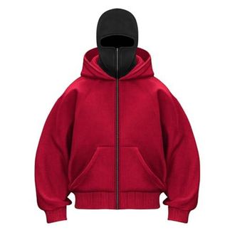 Generic Sweat à capuche de sport zippé pour homme avec cagoule intégrée, doublure en polaire chaude, coupe-vent pour lhiver, la course à pied, le cyclisme, le
