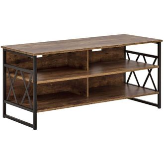 Beliani Beliani - tv M&ouml;bel Holzoptik Spanplatte Pulverbeschichtetes Metall 56 x 120 x 51 cm Modern Elegant Praktisch Multifunktional Offene F&auml;chern Wohnzimmer