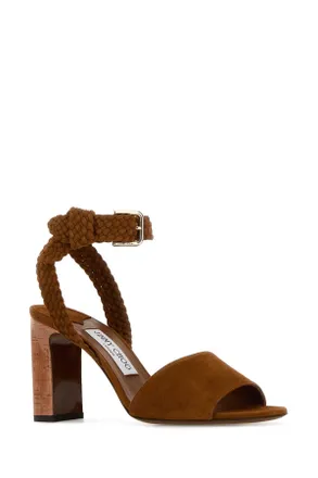 Jimmy Choo London Womens Rori 85 Heel Sandal Brown Leather Metal