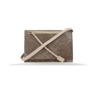 Borbonese Damen Schultertasche Magnetischer Knopf - - Bags - Damen - Beige - ONE SIZE