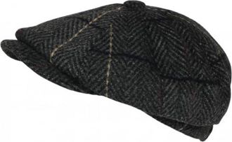 Nyls Création Beret Casquette Gavroche Grise Irlandaise à Chevrons en Laine Gurwal - Taille Unique - Gris