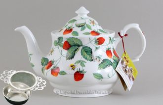 Roy Kirkham Alpine Strawberry Large round Tea pot by Roy Kirkham