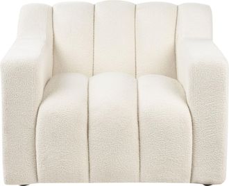 Beliani Sessel Stoff Boucl&eacute; Creme wei&szlig; gesteppt breite Armlehnen Wolkensessel Agerup