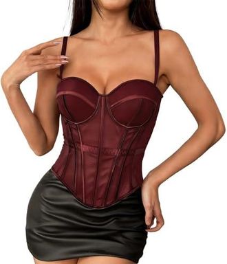 Generic D&eacute;bardeur Femme Tank Top Bustier Structure Tops sans Manche Haut Chic &Eacute;l&eacute;gant Caraco Bretelles Ajust&eacute;es Vetement &Eacute;t&eacute; Tshirt Mode Fashion Tendance Soir