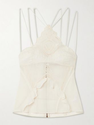 Isabel Marant Haut En Ramie À Broderie Anglaise Et À Volants Leana - Neutres