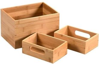 KESPER Aufbewahrungsbeh&auml;lter 3-teiliges Set, Bambus, Braun, 23x14x17 / 17x6,5x11,5 cm, umweltfreundlich, langlebig, 58194