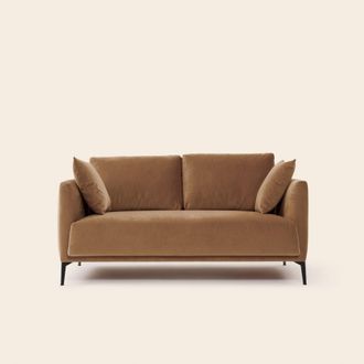 Madura Canap&eacute; 2 Places Odelle Velours camel dor&eacute; - MARRON