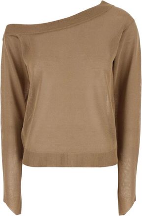 Federica Tosi Femme, Pulls, Beige, Taille: 36 FR Pull Asym&eacute;trique