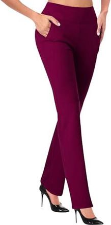 Generic Pantalon habill&eacute; bootcut pour femme, legging daffaires, pantalon de yoga d&eacute;contract&eacute; avec poches pour femme taille haute, Rouge, XXL