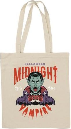 Generic Sac fourre-tout effrayant Halloween Midnight Vampire Art Nocturne en coton naturel Blanc