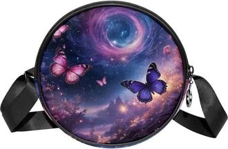 Generic Sac &agrave; bandouli&egrave;re Circle pour femme, petit sac &agrave; bandouli&egrave;re violet avec fermeture &eacute;clair, bretelles r&eacute;glables, sac &agrave; main rond d&eacute;contract&eacute; pour femme